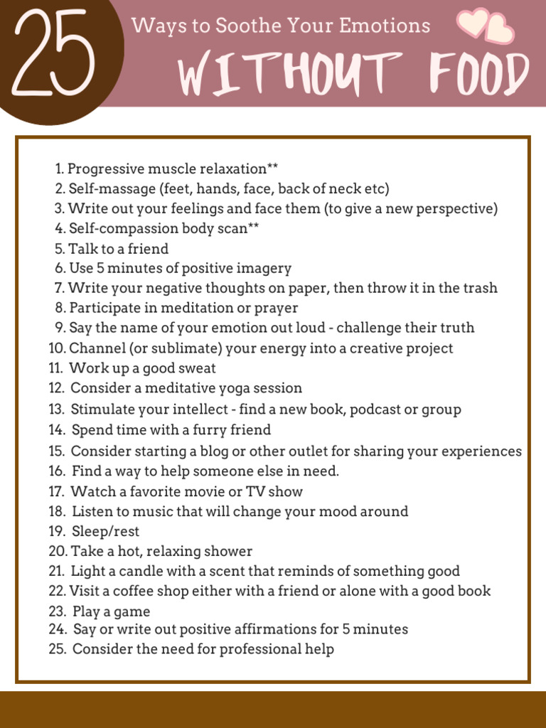 25 Ways to Soothe Emotions Without Food | PDF