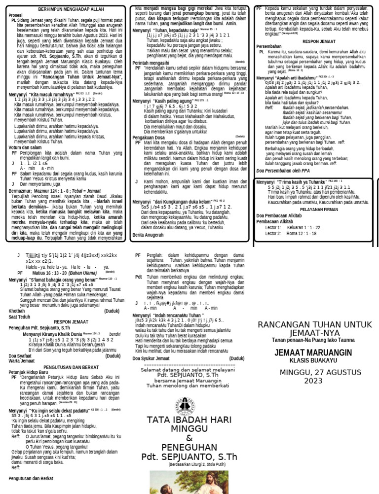 Liturgi Peneguhan Pdt. SEPJUANTO | PDF