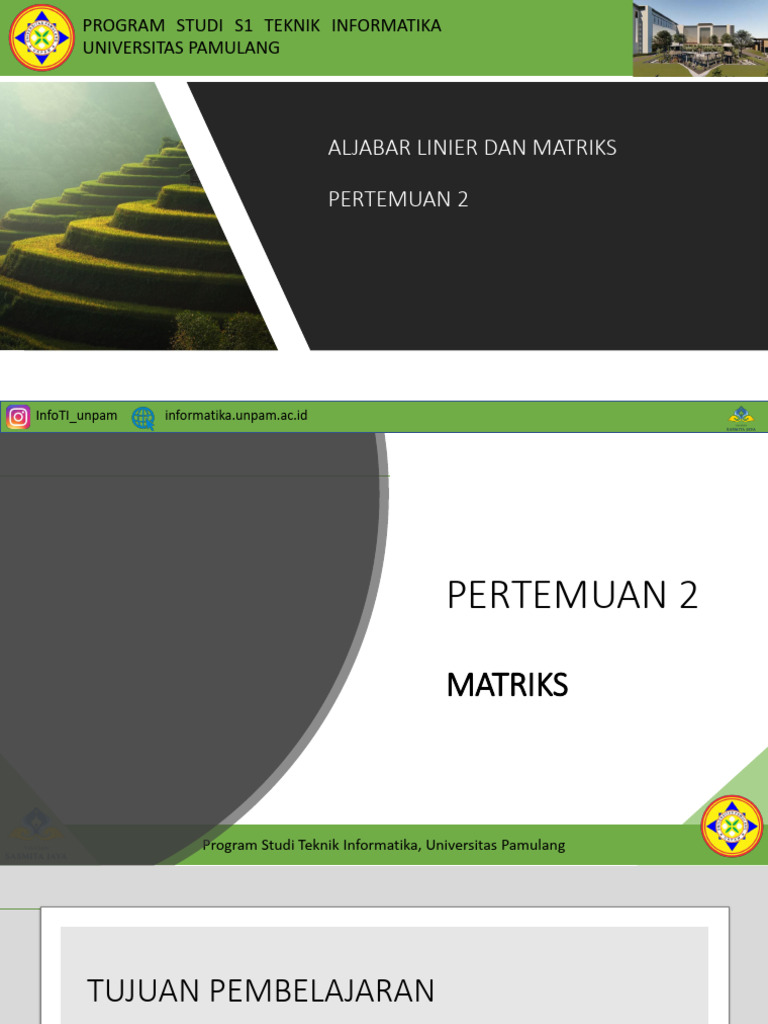 Aljabar Linier Dan Matriks-Pertemuan 2 | PDF