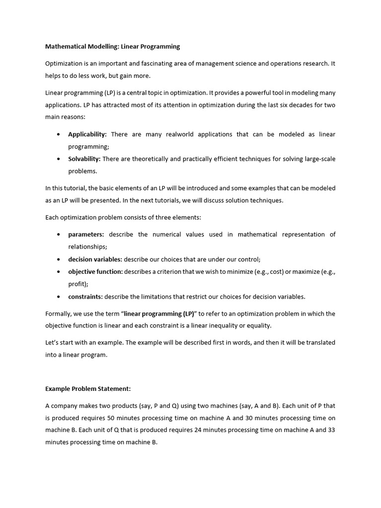 Introduction to Linear Programming | PDF | Mathematical Optimization | Linear Programming
