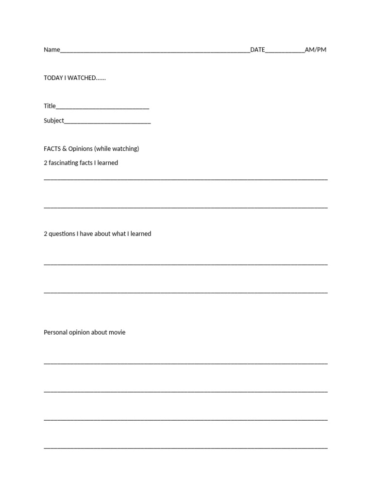 Movie Day - Assignment Template For "Temple Grandin" The Movie | PDF