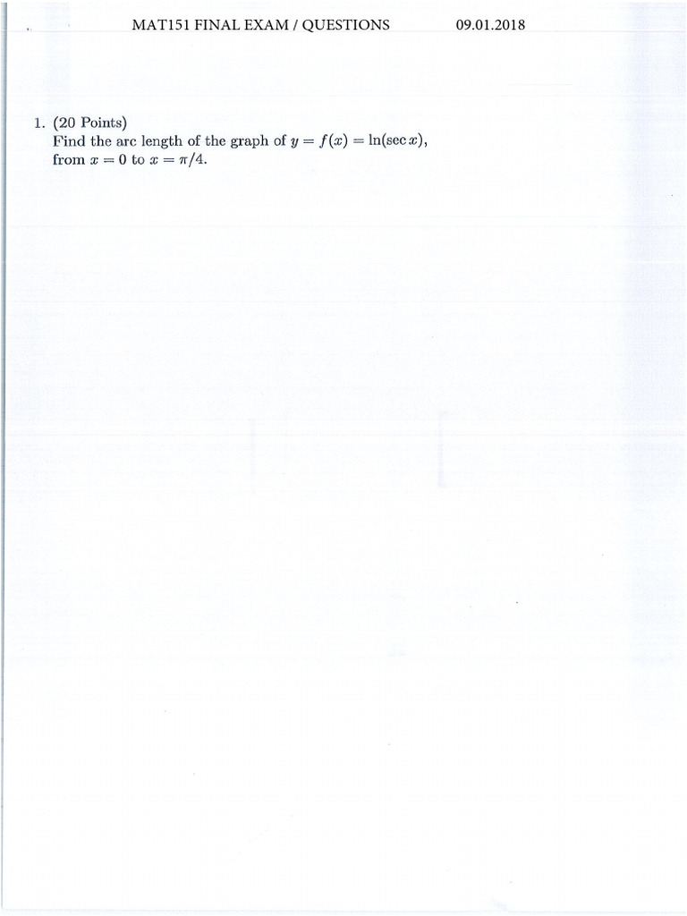 MAT151 - Past Final Exam 5 | PDF