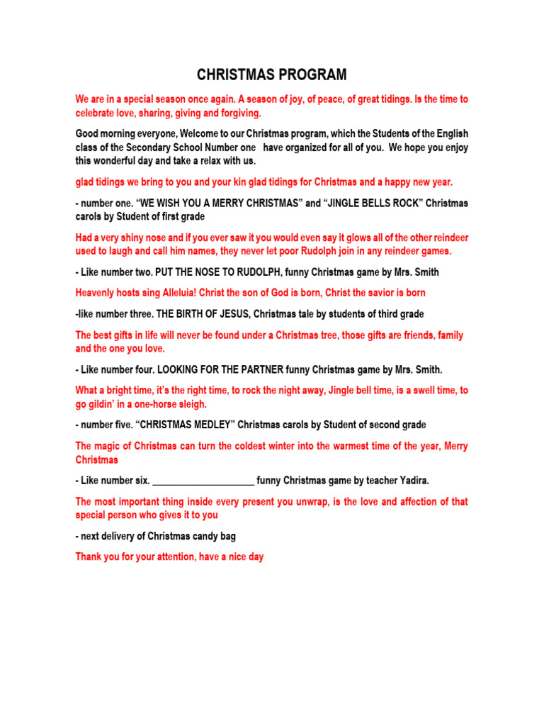 Christmas Program | PDF
