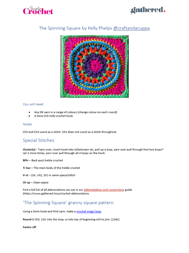 The Spinning Square by Craft and A Cuppa 1 | PDF | Crochet | Handicrafts