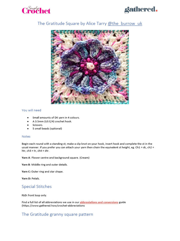 The Gratitude Square by Alice Tarry 1 | PDF | Crochet | Handicrafts