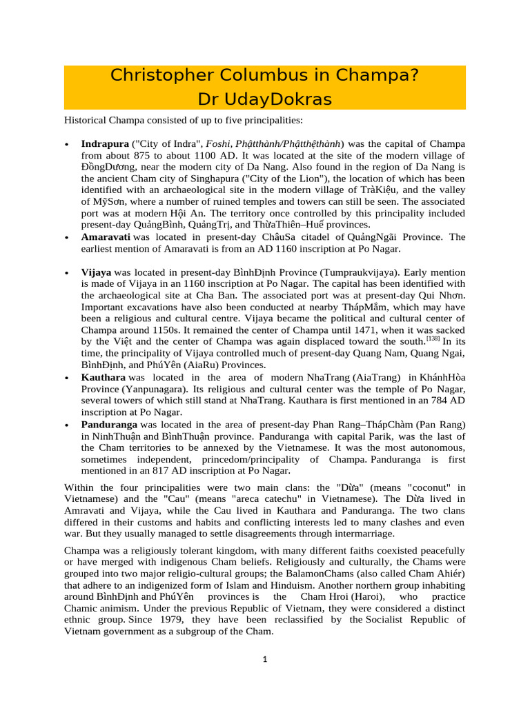 Champa: Capitals and Cultural Legacy | PDF | Christopher Columbus