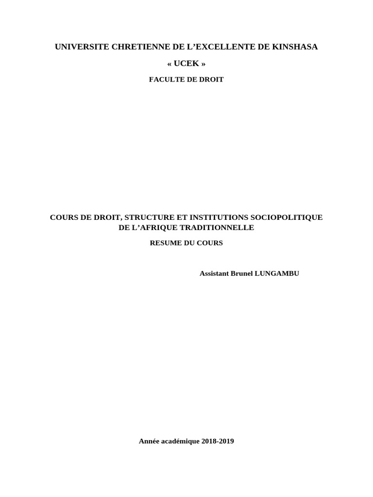Cours Structure Chris | PDF | État | Afrique