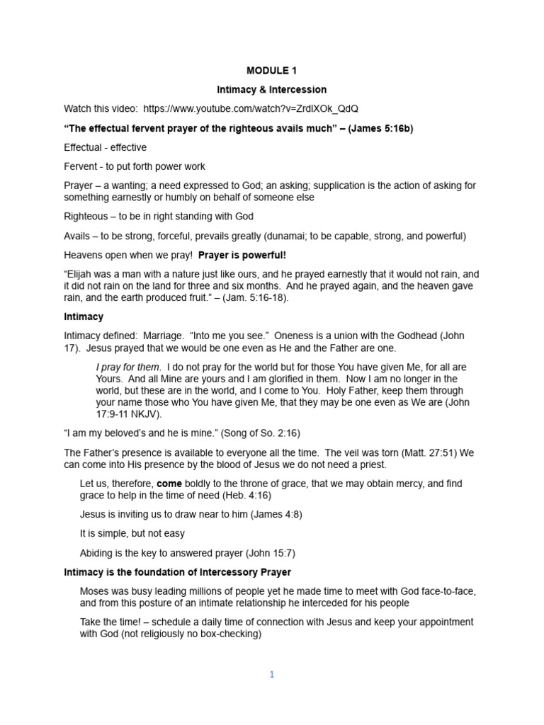 EPIC Intercession Training Module One 2023 04 09 | PDF | Abraham | Intercession