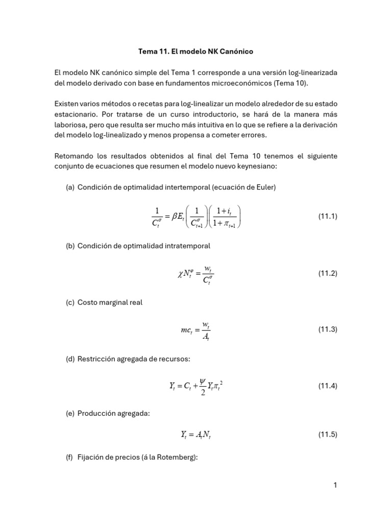 Tema 11 El Modelo Canónico | PDF | Ecuaciones | Logaritmo