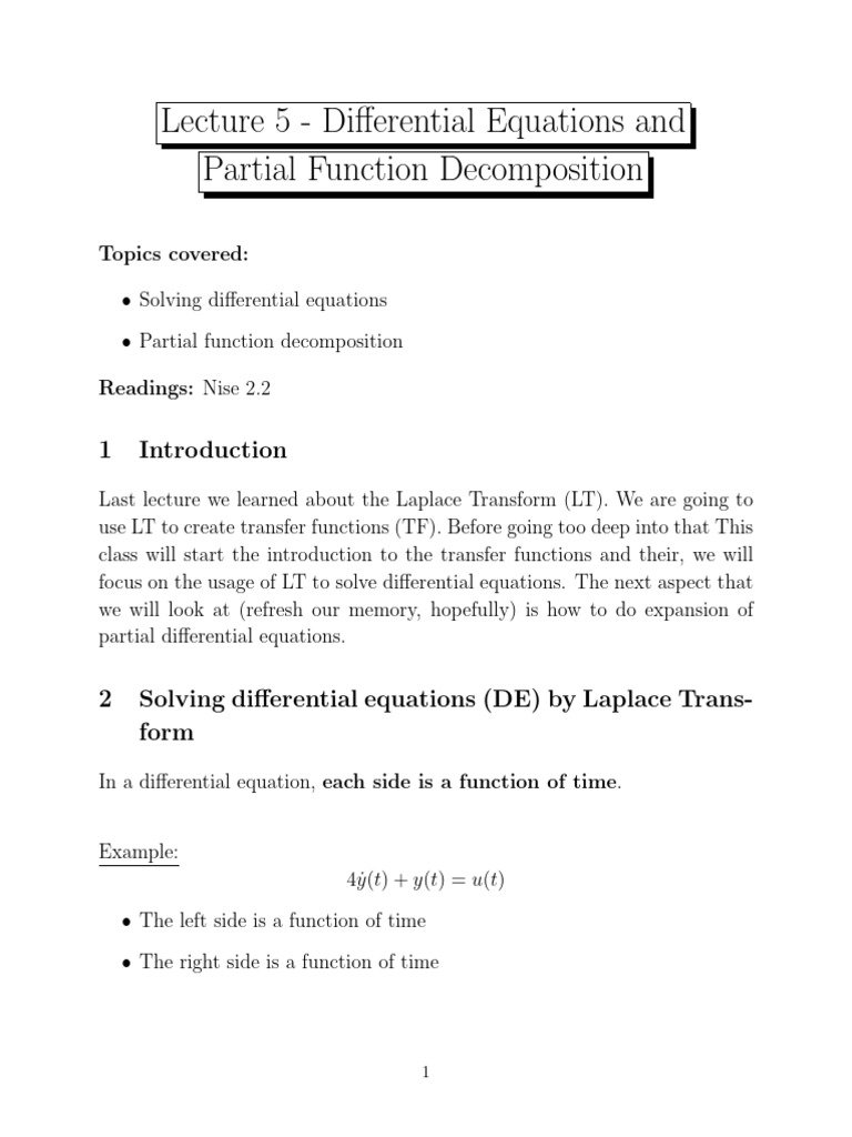 2024_Lecture5_diff_equations_partial_func_decomposition-1 | PDF | Equations | Mathematics