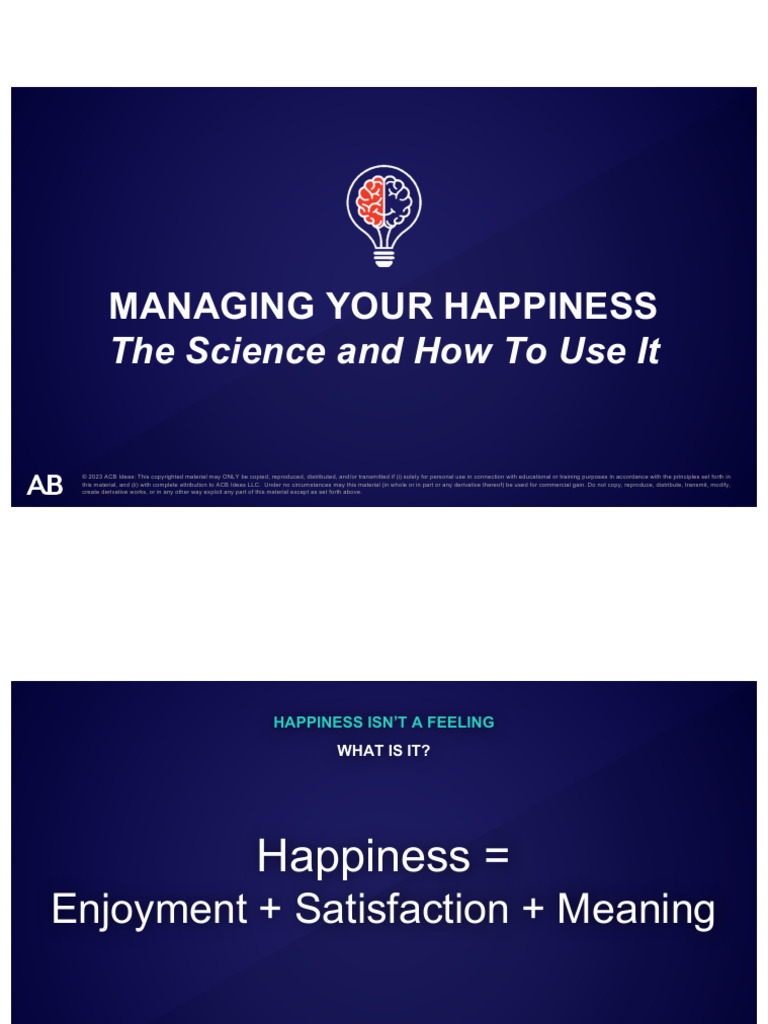 Managing Your Happiness-The Science and How to Use It | PDF | Happiness ...
