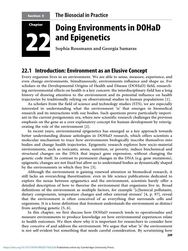 Chapter 22 Doing Environments in Dohad and Epigenetics | PDF ...