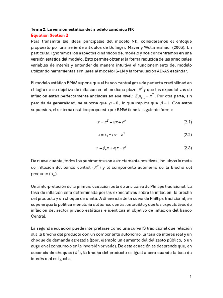 Tema 2 La Versión Estática Del Modelo Canónico NK | PDF | Inflación ...