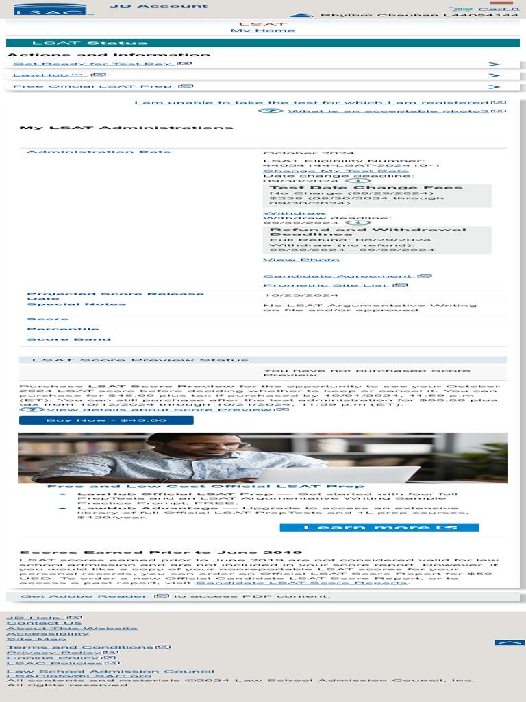 LSAT Status Law School Admission Council | PDF | Law School Admission Test