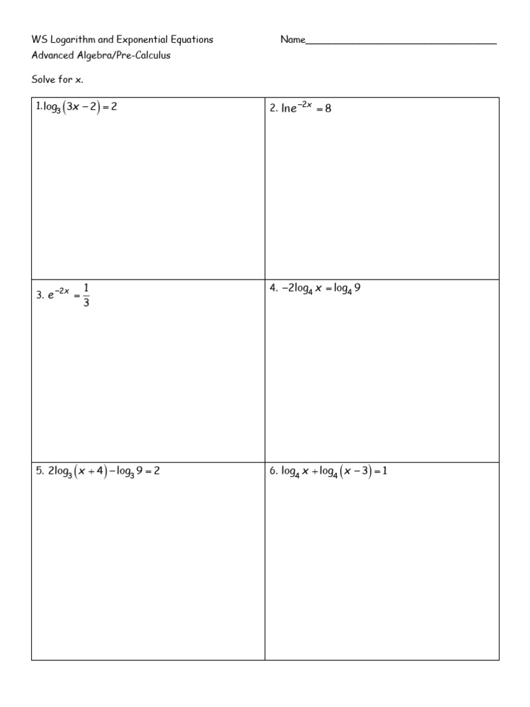 WS Logarithm and Exponential Equations | PDF