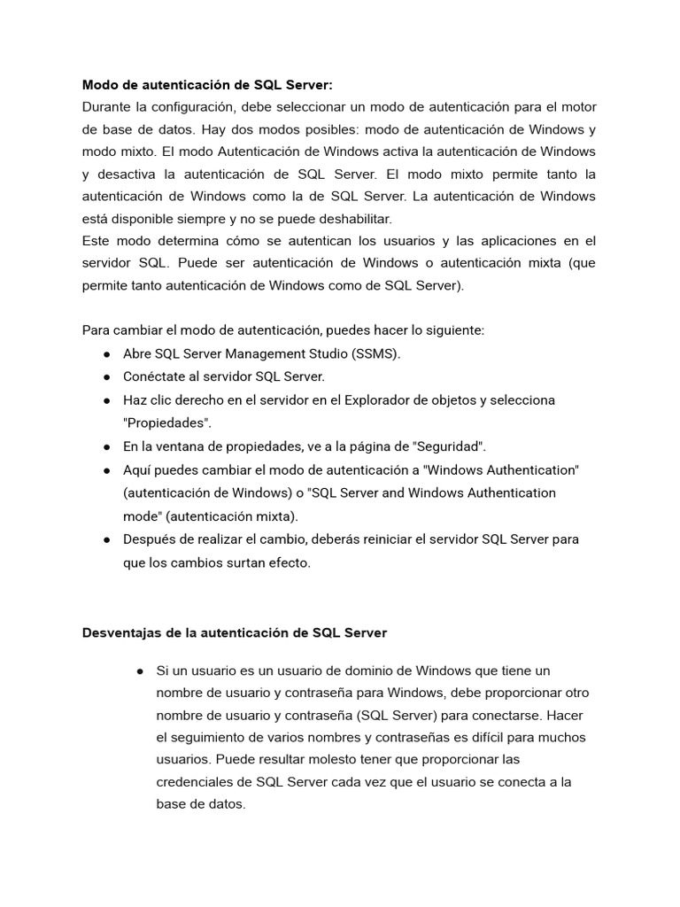 Modos de Operacion | PDF | Servidor SQL de Microsoft | Apoyo