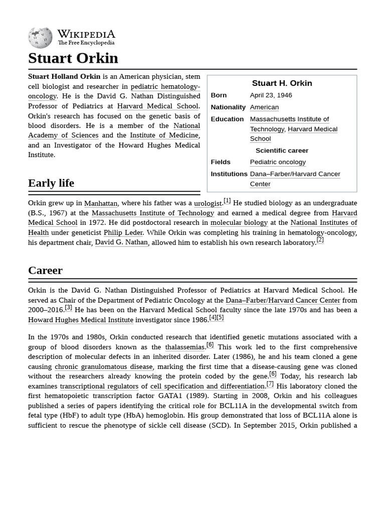 Stuart_Orkin | PDF | Biology | Molecular Biology