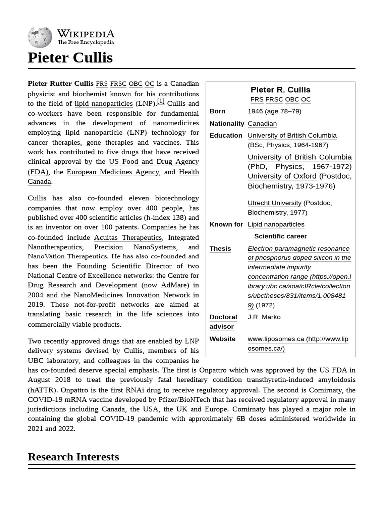 Pieter_Cullis | PDF | Small Interfering Rna | Medicine