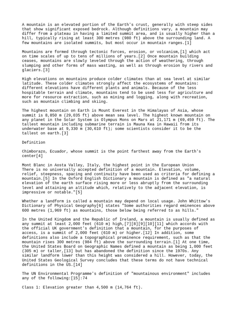 Mountain | PDF | Mountains | Atmosphere Of Earth