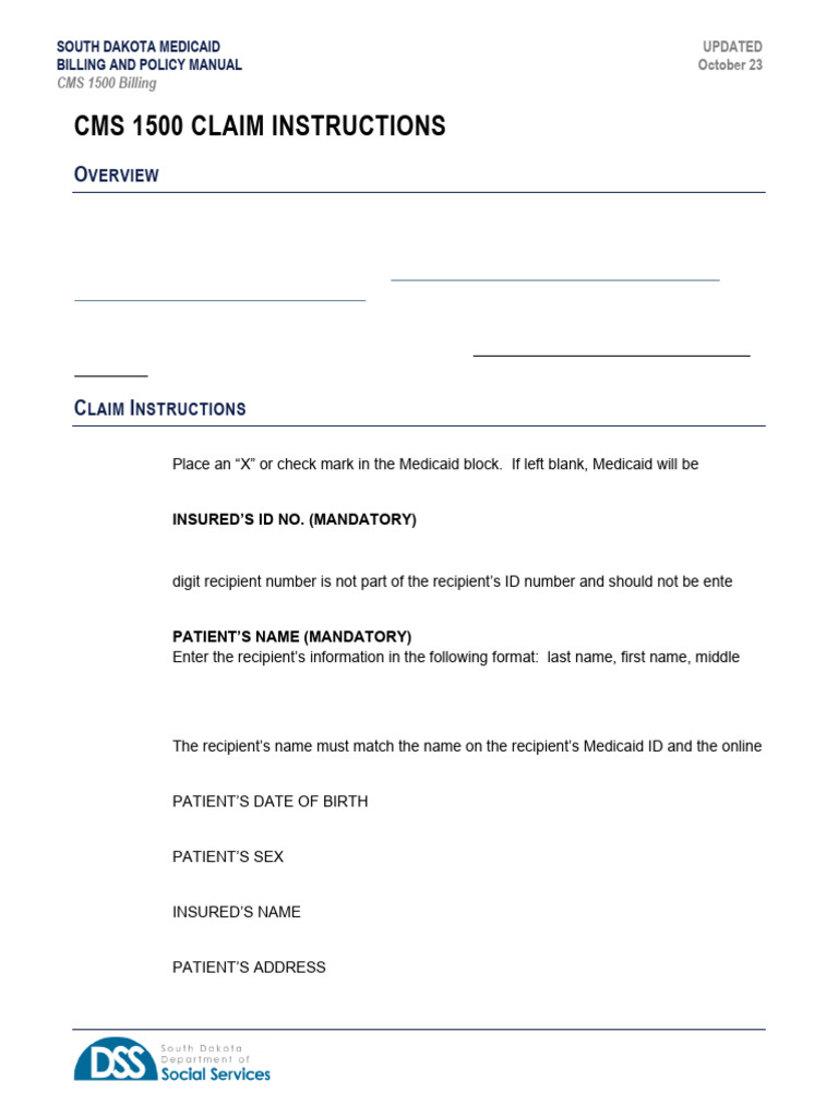 CMS 1500 Claim Form Instructions | PDF | Hospital | Clinic