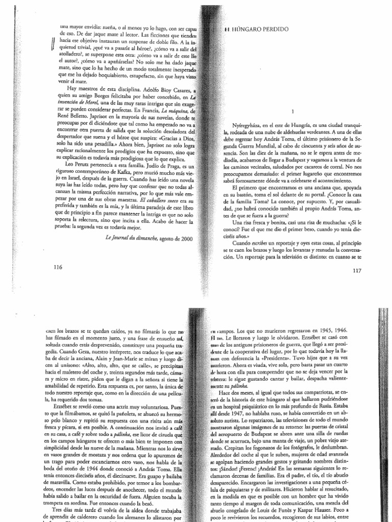 El Húngaro Perdido - Emmanuel Carrère-Lectura | PDF