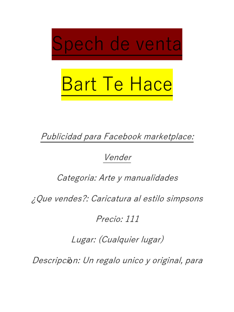 Spech de Ventas Bart Te Hace | PDF