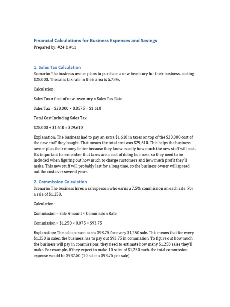 Revised Financial Calculations Output | PDF | Interest | Sales