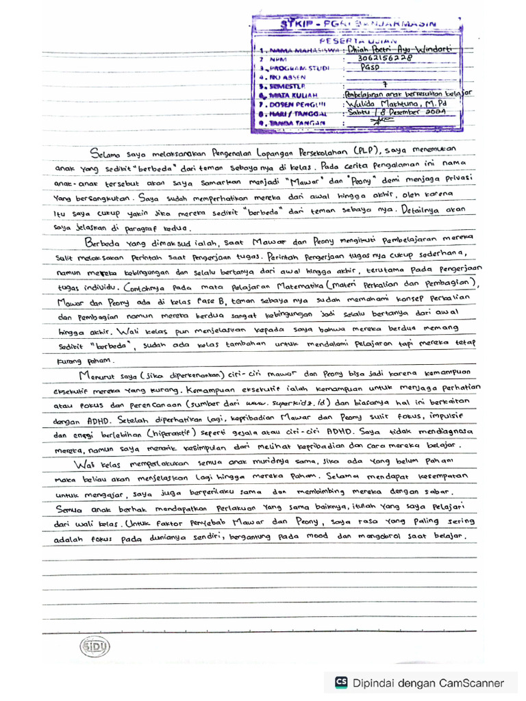 UTS KESULITAN BELAJAR_DHIAH POETRI_3062156228 | PDF