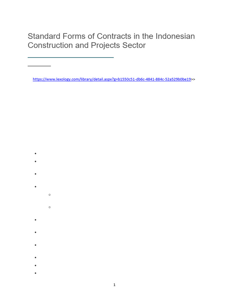 Standard Forms of Contracts in The Indonesian Construction - Checklist ...