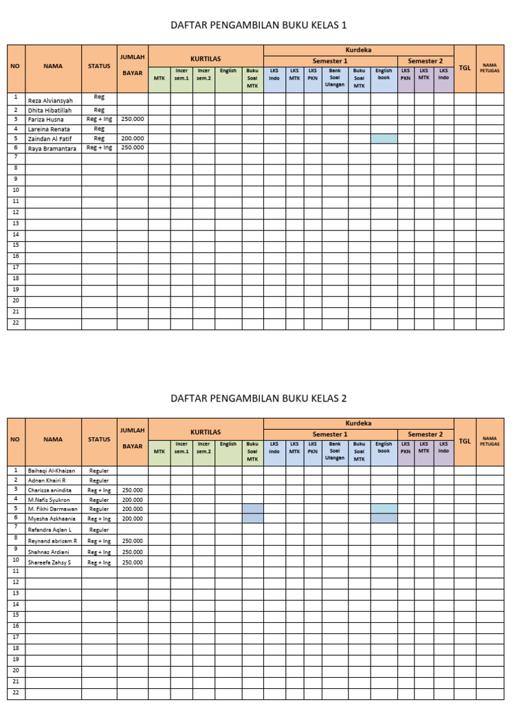 Daftar Pengambilan Buku - Fix1 | PDF