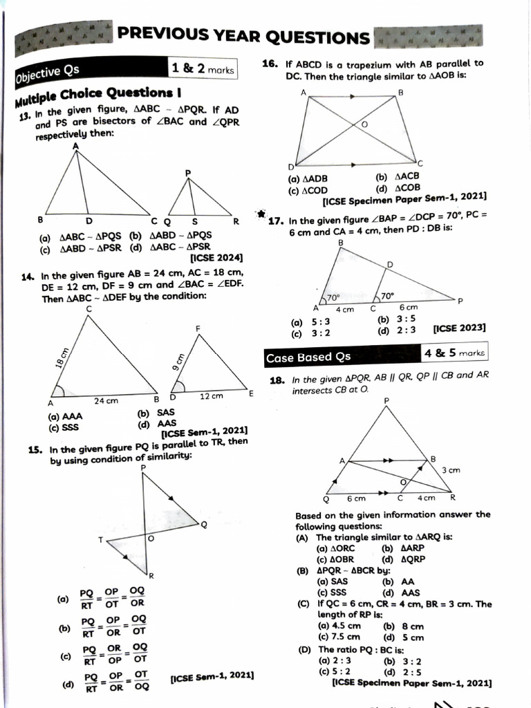 (icse10) PRACTICE WORK - SIMILARITY | PDF | Triangle | Elementary ...