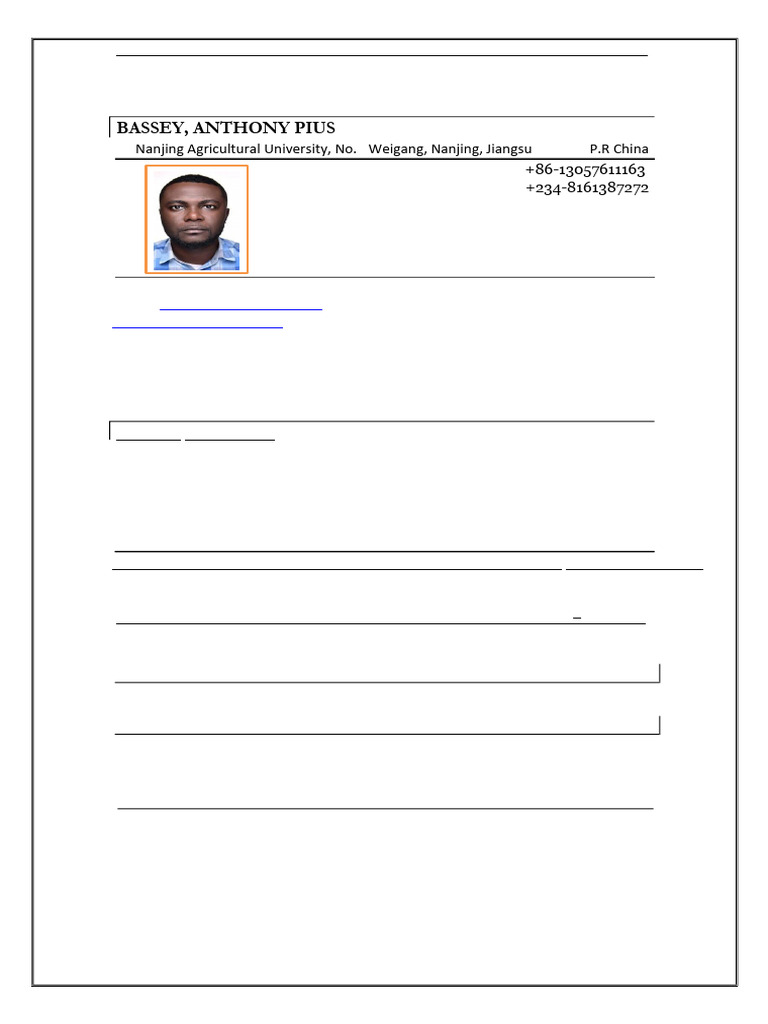 Anthony Bassey - CV | PDF