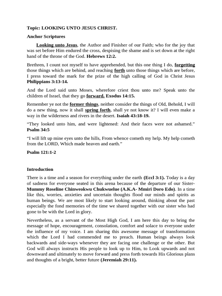 LOOKING UNTO JESUS CHRIST copy | PDF | Jesus | Salvation