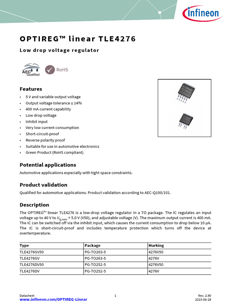 Infineon TLE4276 DataSheet v02 90 En-3364093 | PDF | Capacitor | Amplifier