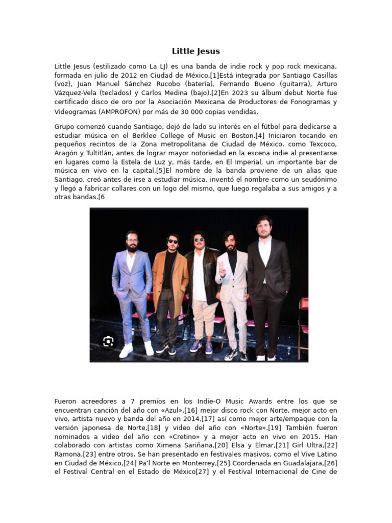 Little Jesus: Banda Mexicana de Indie Rock | PDF | México | Industria ...