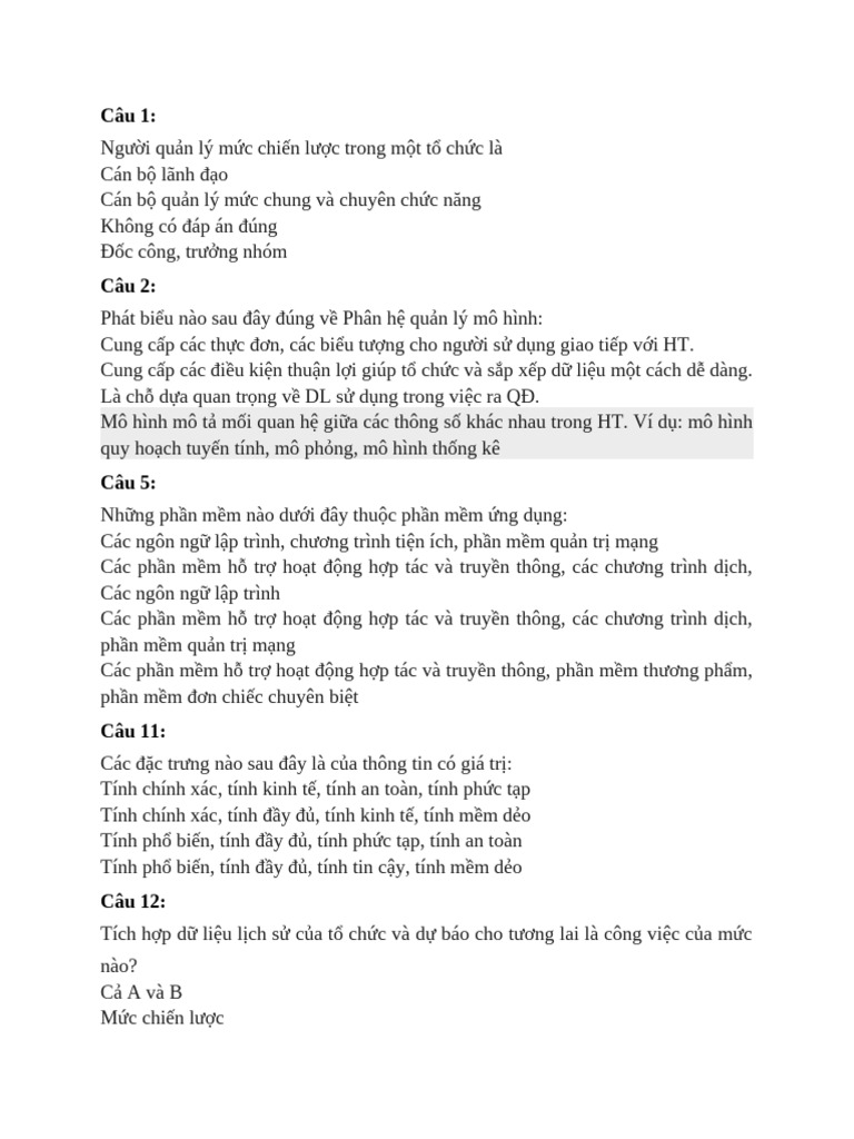 HTTTQL-đề-1-Câu-hỏi | PDF