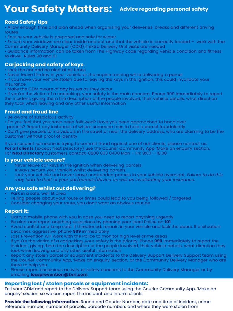 Your Saftey Whilst Delivering | PDF | Crimes | Crime & Violence