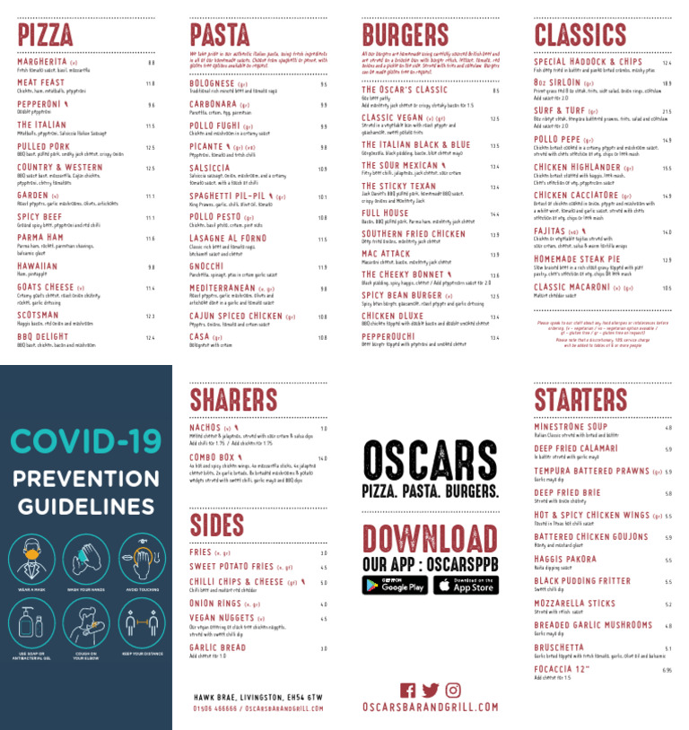 Oscars Bar and Grill Menu Overview | PDF | Hamburgers | Sauce