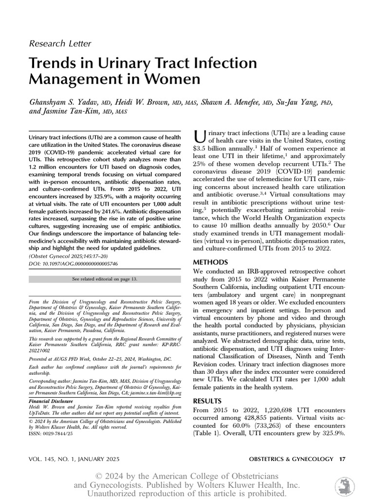 Trends in Urinary Tract Infection Management In.5 | PDF | Urinary Tract ...