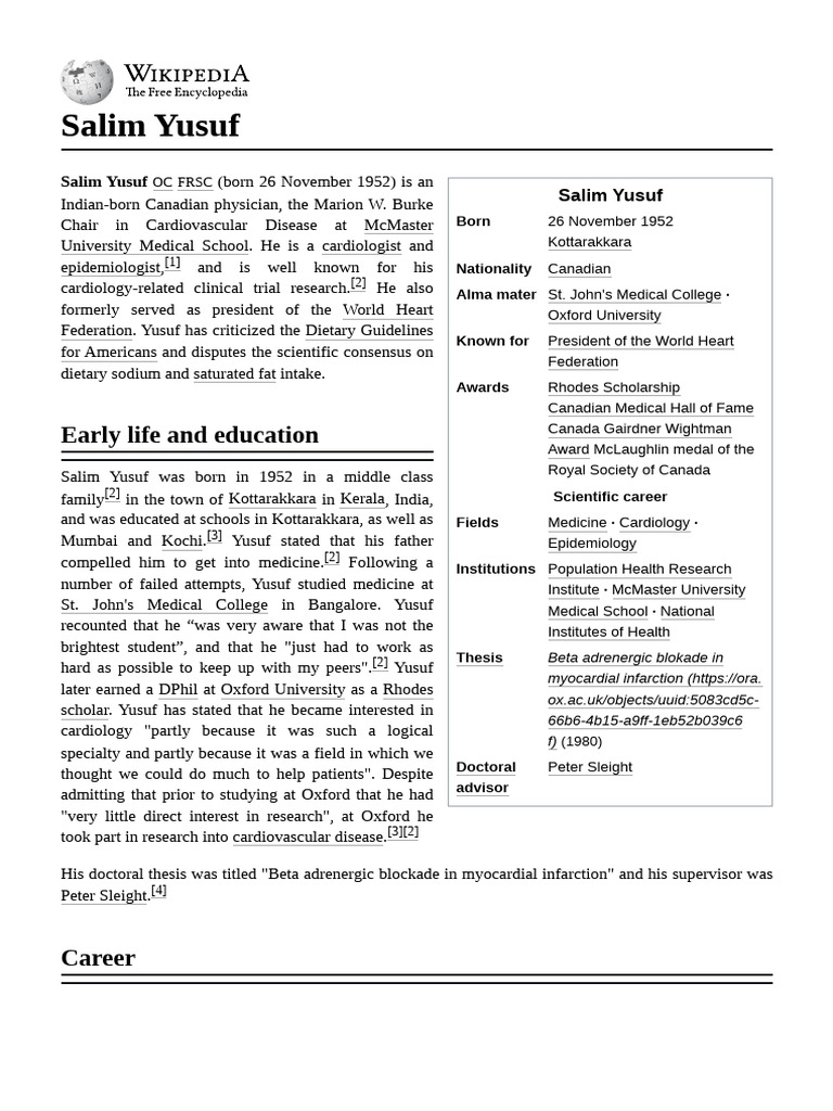 Salim_Yusuf | PDF | Medical Specialties | Clinical Medicine