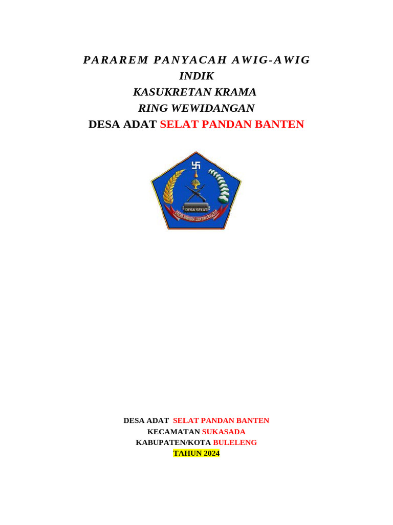 Pararem Kesukretan Krama Desa Adat - Edit Iks 9 6 2024 | PDF