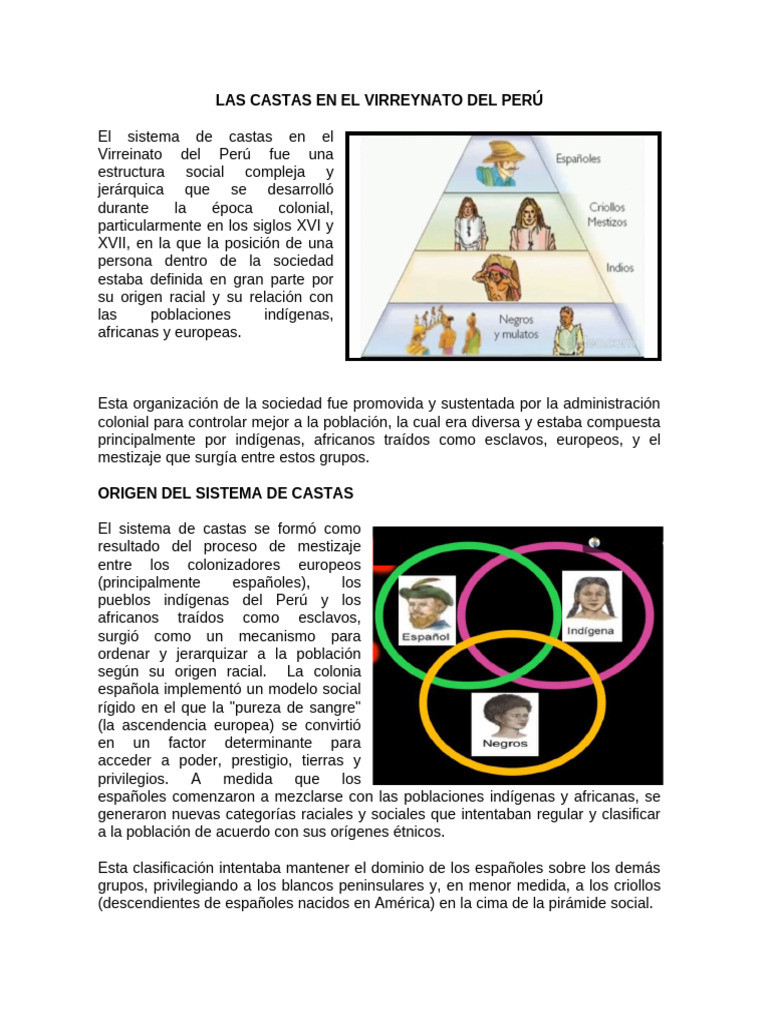 Castas en el Virreinato del Perú | PDF | Nueva españa | Racismo