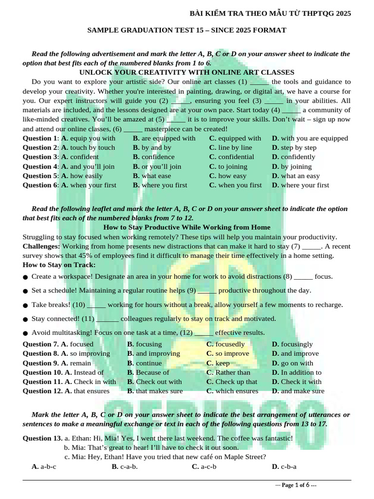 Sample Graduation Test 2025 Format | PDF | Energy Conservation ...