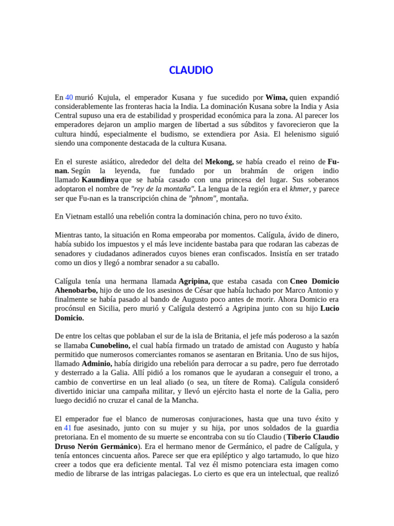 Claudio: De Títere a Emperador | PDF | Nerón | Claudio