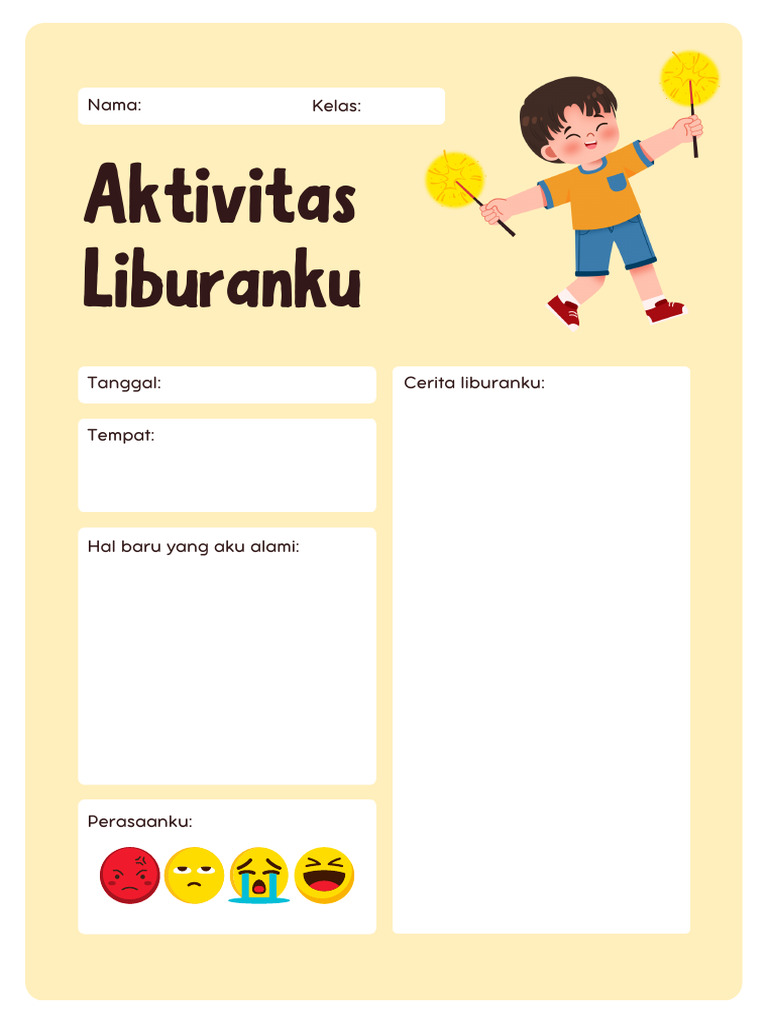 Aktivitas Liburan Siswa Lembar Kerja Kuning Ilustratif | PDF