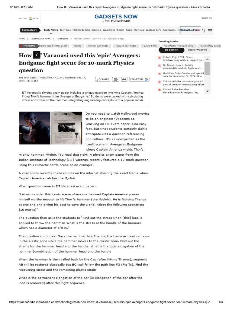 How IIT Varanasi Used This Epic' Avengers - Endgame Fight Scene For 10 ...