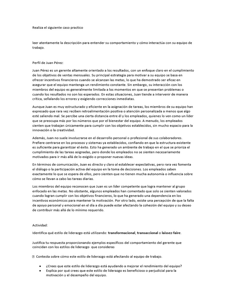 Sem05 Caso Practico | PDF | Liderazgo | Liderazgo