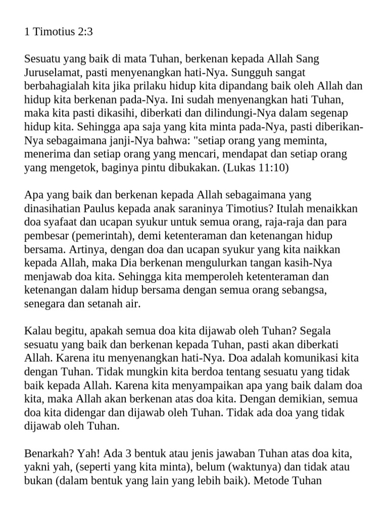 1 timotius 2;1-7 | PDF