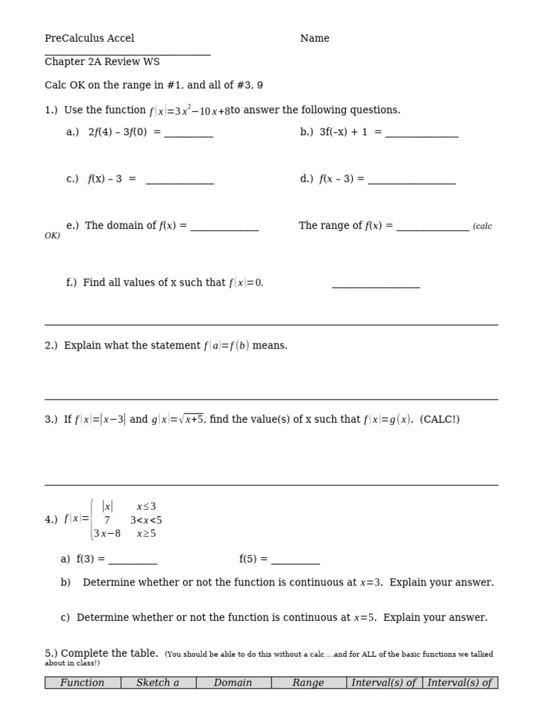 Chap 2A Review WS 2022 | PDF