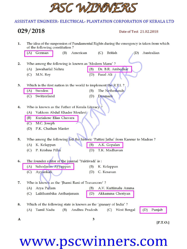 Assistant Engineer- Electrical-2018feb@Psc Winners | PDF